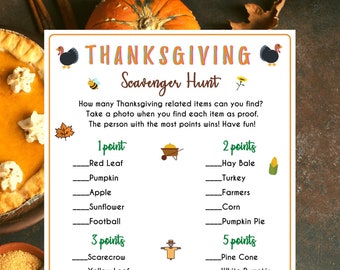 Happy Thanksgiving Selfie Scavenger Hunt Fall Harvest - Etsy