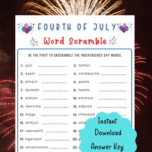 Fourth of July Word Scramble Game | Independence Day Game | 4th of July ...