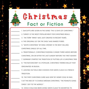 Christmas Fact or Fiction Game: Printable Holiday Party Game (PDF) - Etsy