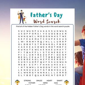 Father's Day Word Search Game Father's Day Game for | Etsy