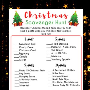 Christmas Scavenger Hunt Game, Holiday Family Trivia (2 PDF) - Etsy