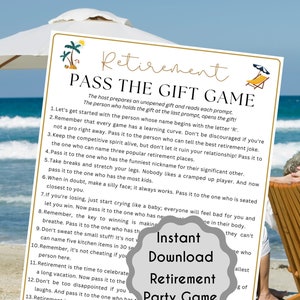 Retirement Pass the Gift Game | Printable Retirement Party Game | Fun ...