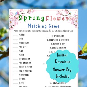 Spring Flower Matching Printable Game | Fun Spring Party Games | Spring ...