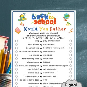 Back to School Would You Rather Game Fun Classroom Activity - Etsy