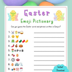 Easter Emoji Pictionary Game: Printable Easter Activity (PDF) - Etsy