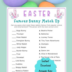Easter Famous Bunny Match up Game | Printable Easter Game for Kids ...