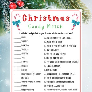 Christmas Candy Match Game, Holiday Party Game, Christmas Printable ...