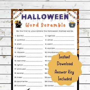 Halloween Word Scramble Game Fun Halloween Printable Games Instant ...