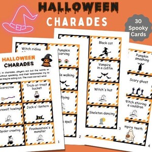 Halloween Charades Game Printable Fun Halloween Game Halloween ...