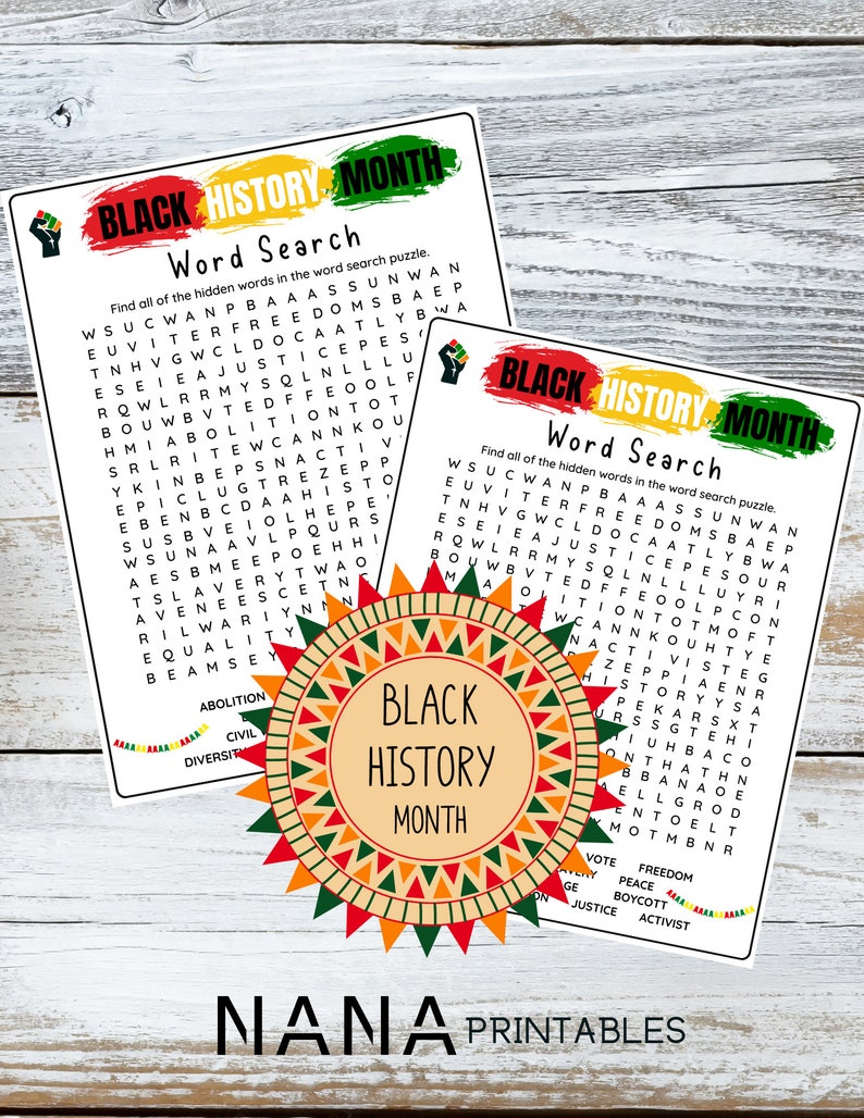 Black History Word Search Game: Educational Kids Activity (printable ...