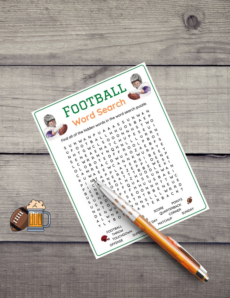 Football Word Search Game, 2023 Football Quiz, Football Printable Game ...