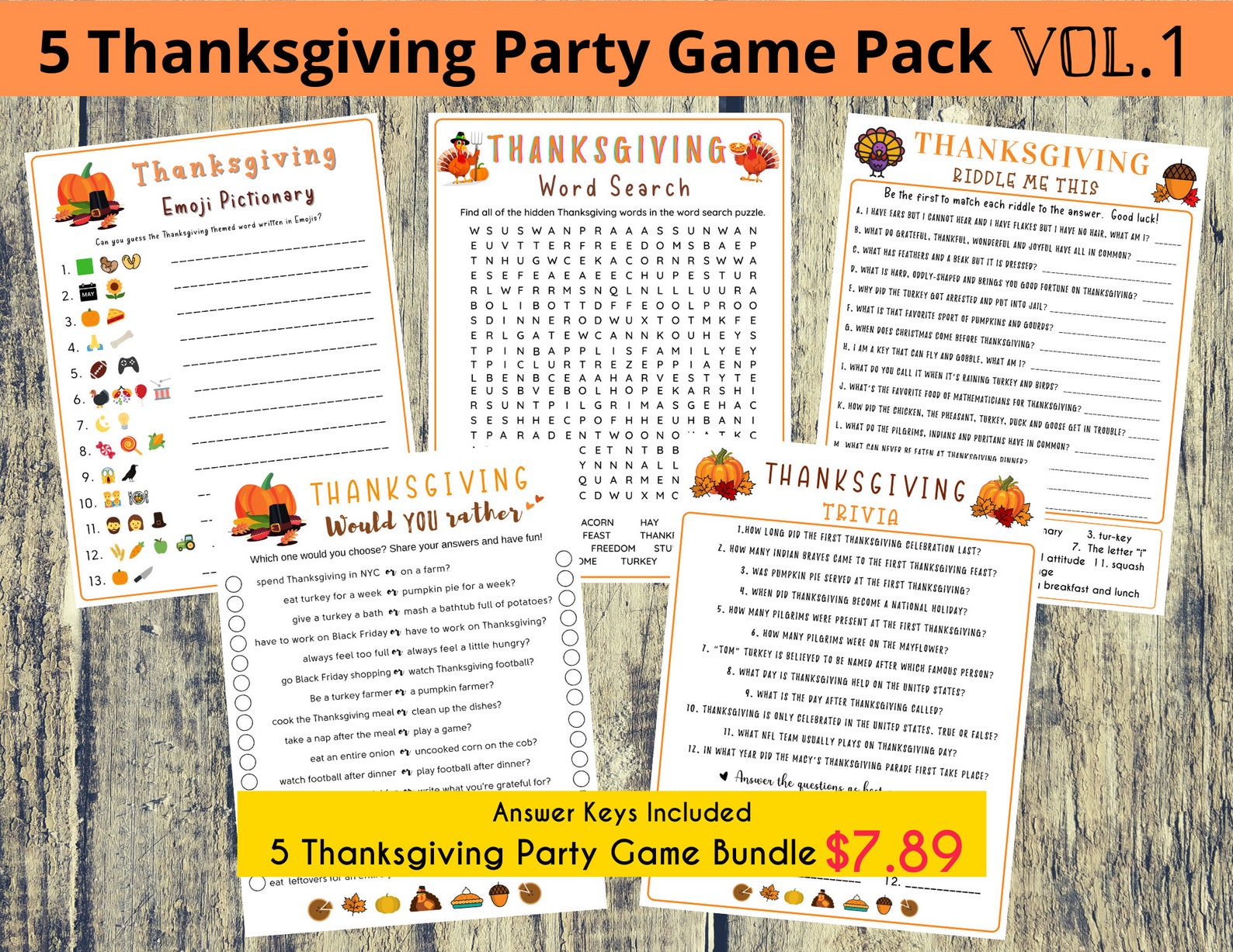 Thanksgiving Emoji Pictionary Game Turkey Day Printable | Etsy