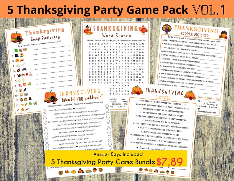 Thanksgiving Emoji Pictionary Game Turkey Day Printable | Etsy