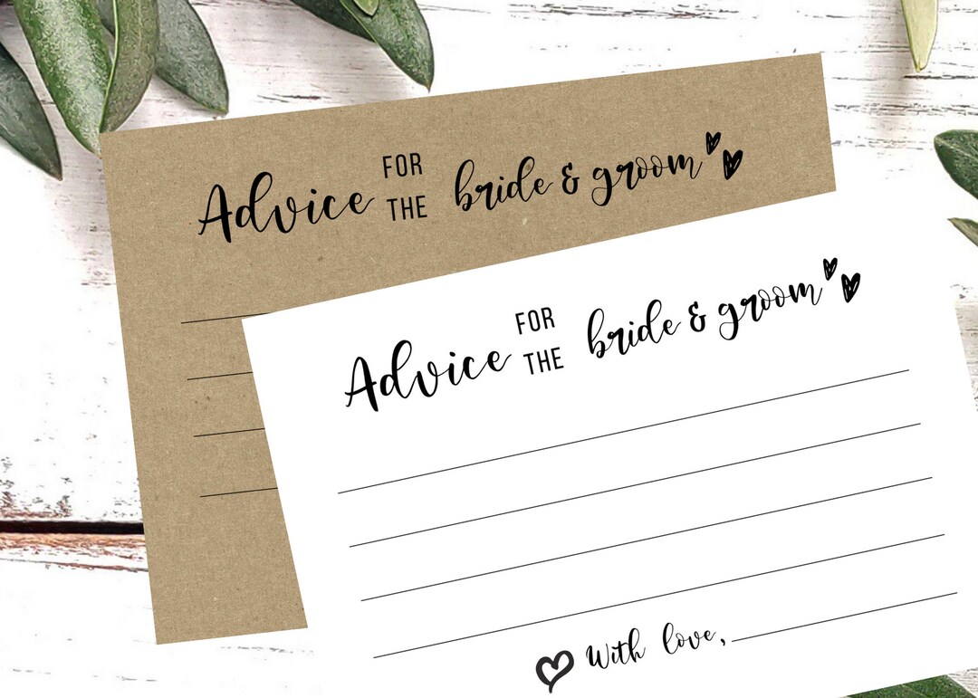 Advice for the Bride & Groom Bridal Shower Card, Printable, Bride Party ...