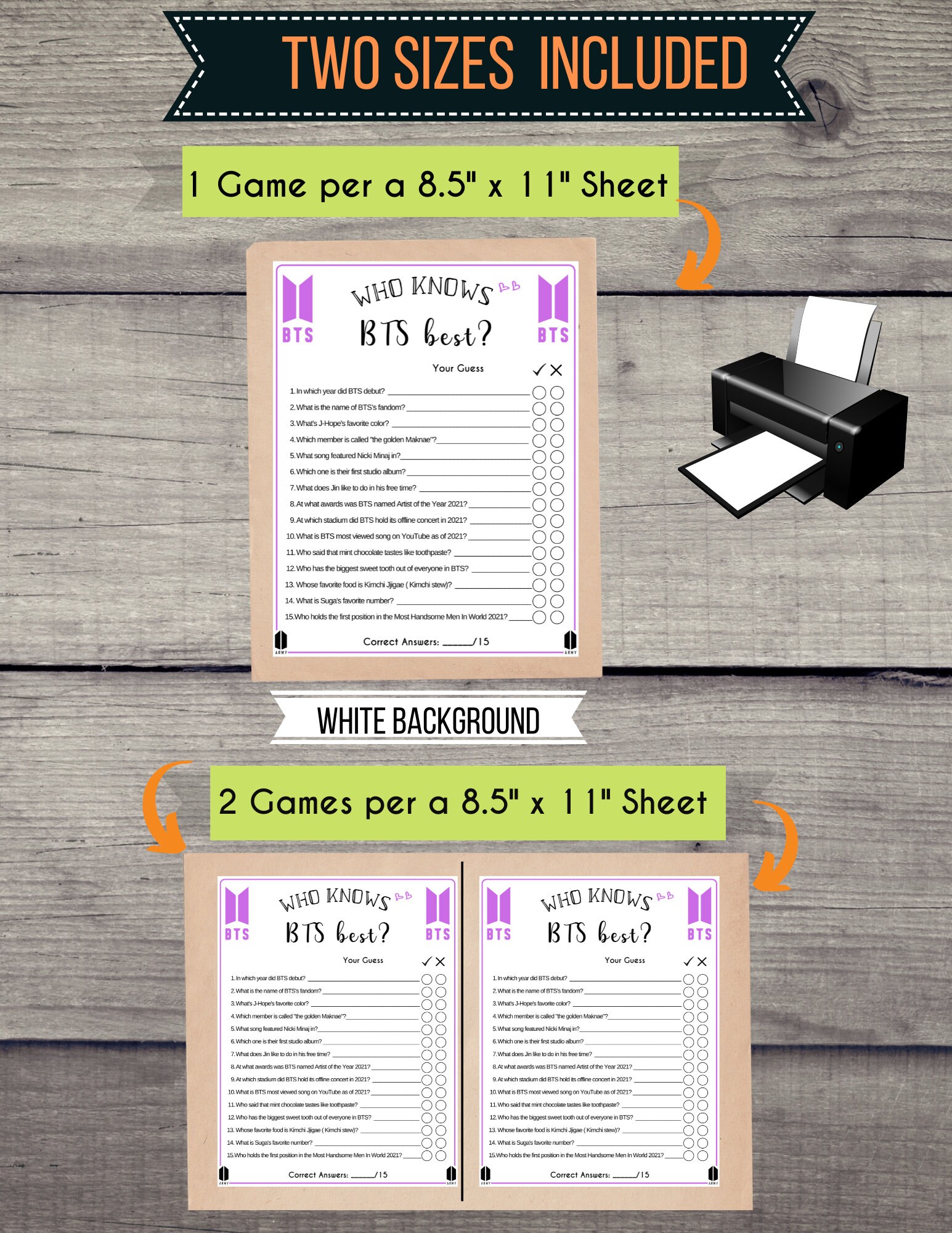 BTS Trivia Game, Who Knows BTS Best? Printable (PDF) - Etsy