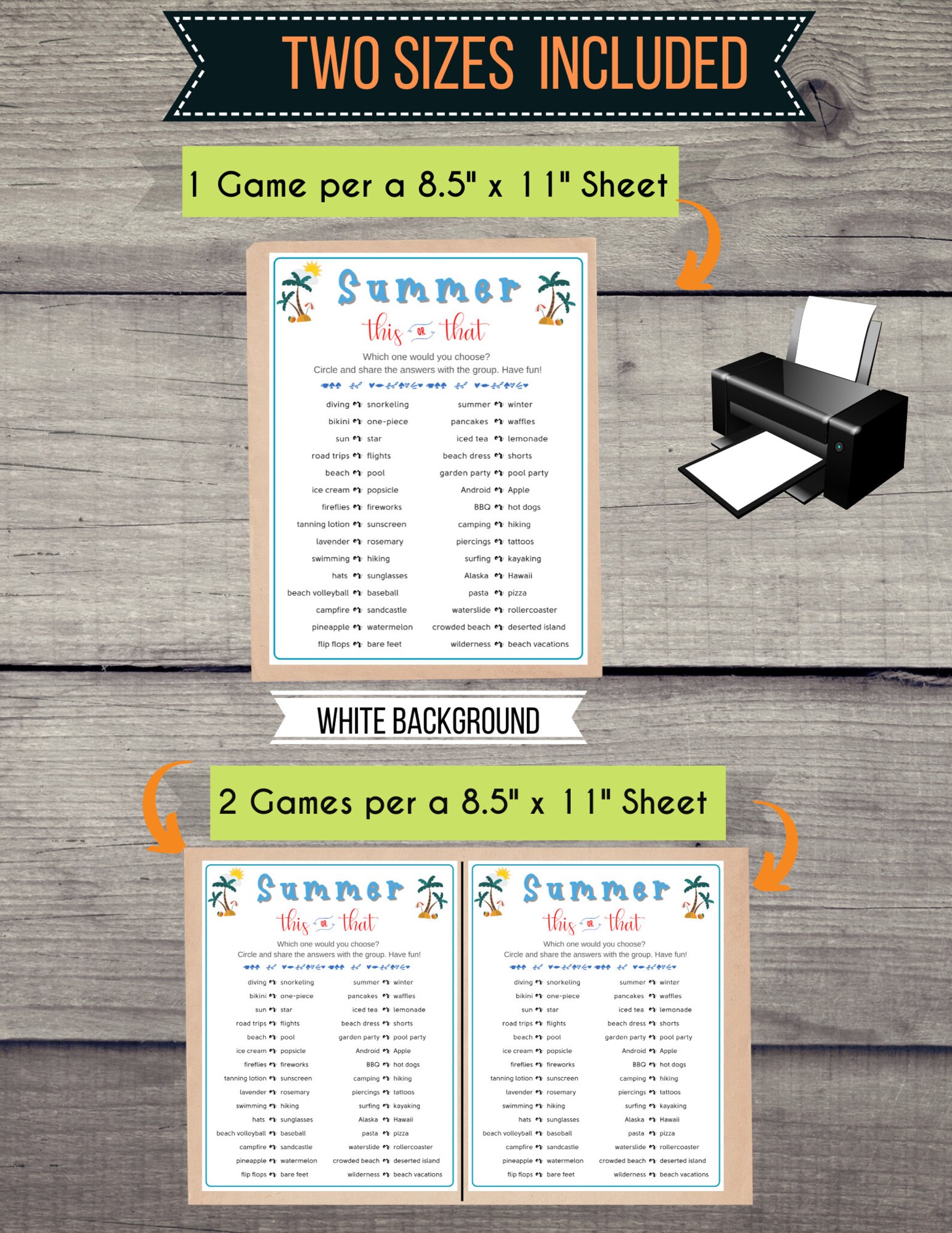 Summer This or That Game Summer Fun Game Summer Party Game Printable ...