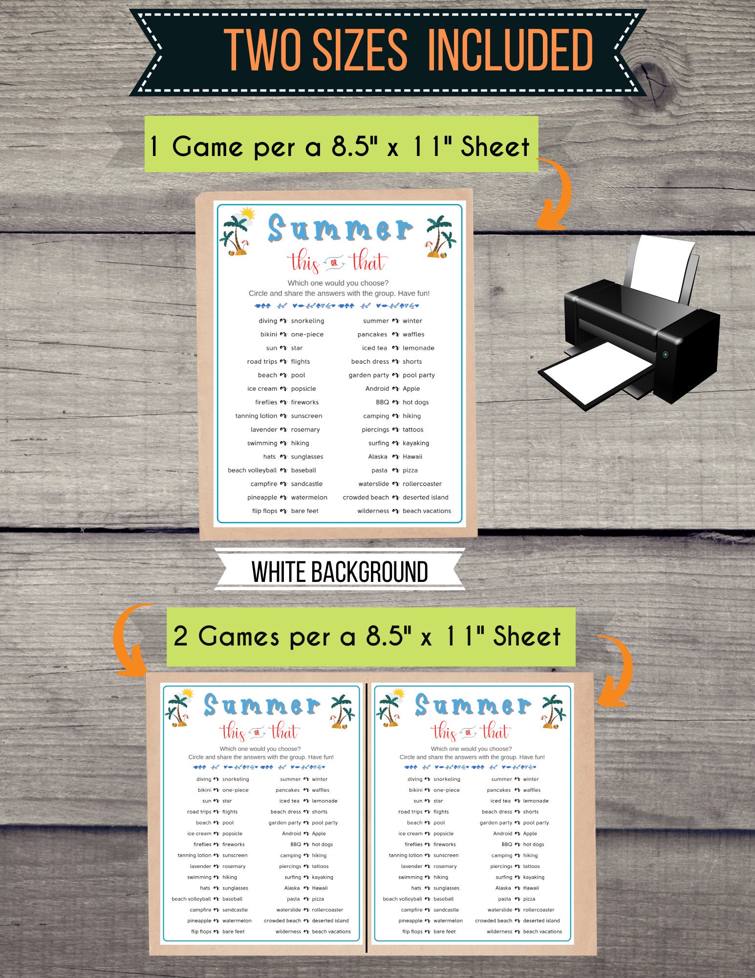 Summer This or That Game Summer Fun Game Summer Party Game Printable ...