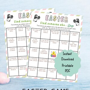 Easter Find Someone Who Bingo Game | Easter Printable Game for Kids ...