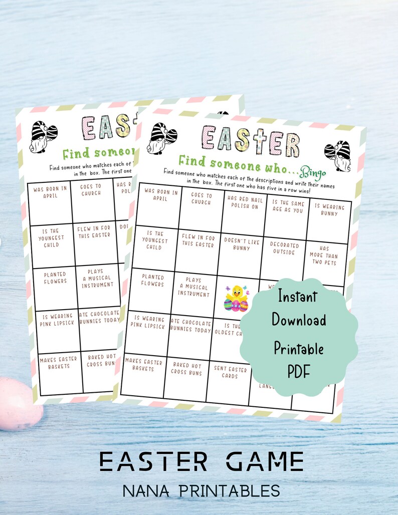 Easter Find Someone Who Bingo Game Easter Printable Game for Kids ...