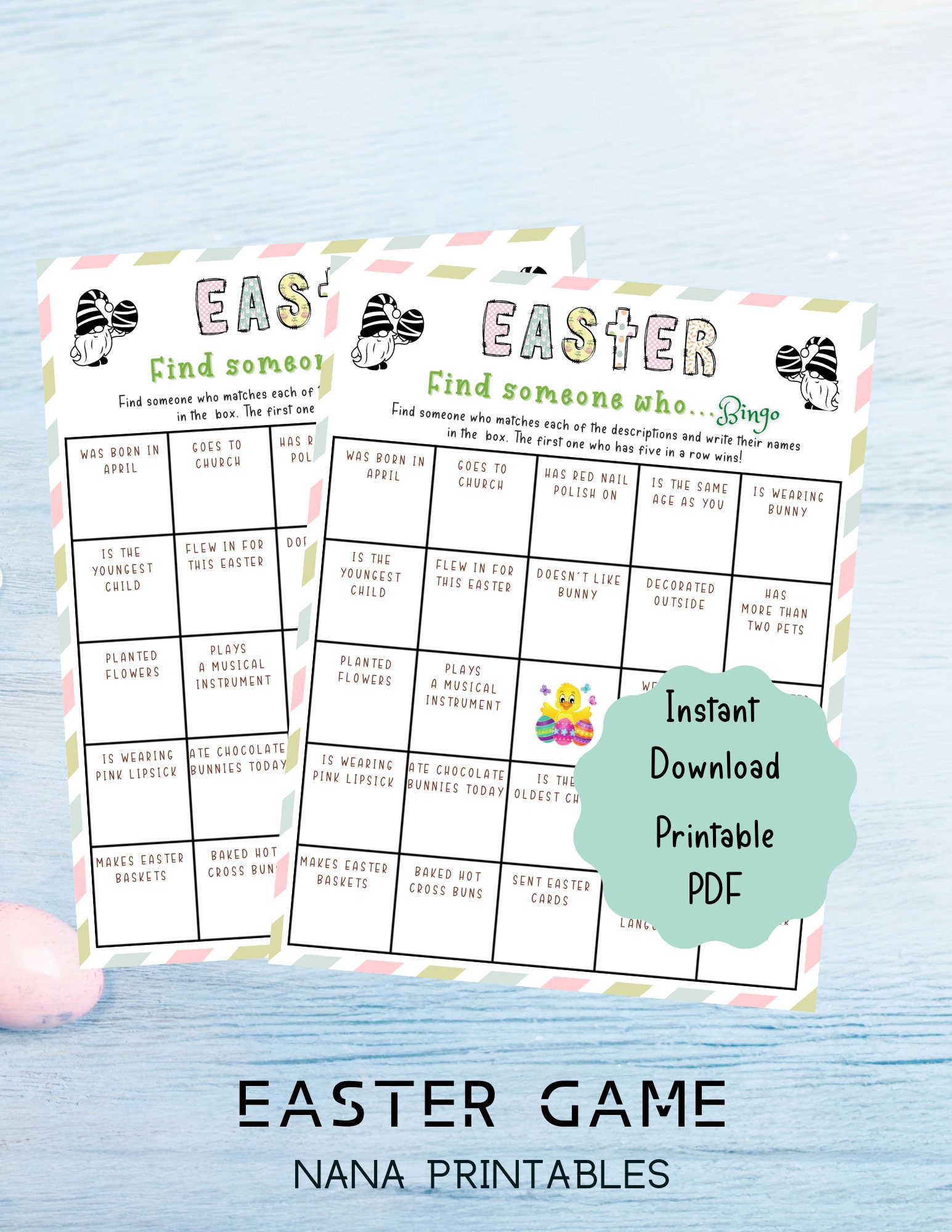 Easter Find Someone Who Bingo Game Easter Printable Game for Kids ...