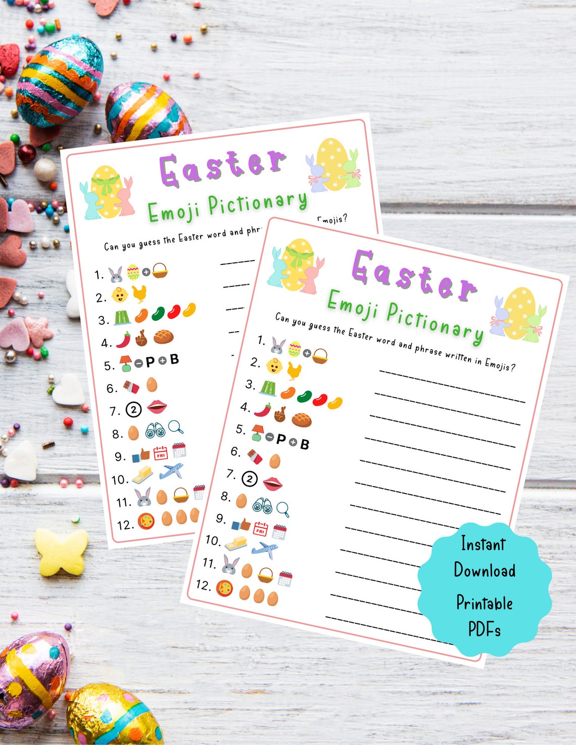 Easter Emoji Pictionary Game: Printable Easter Activity (PDF) - Etsy