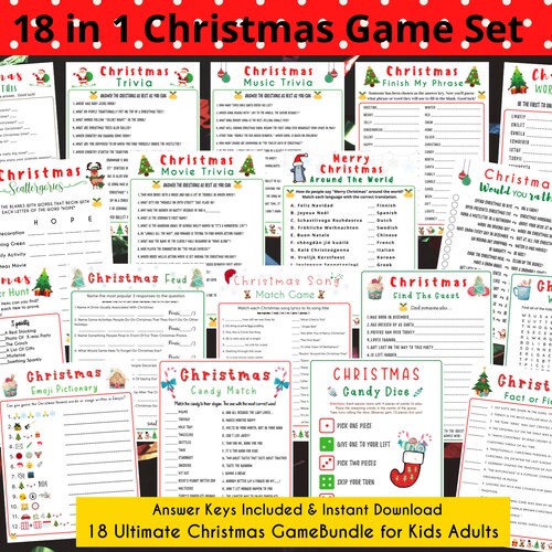 Kids Christmas Trivia Game Printable Use for Holiday Fun at - Etsy