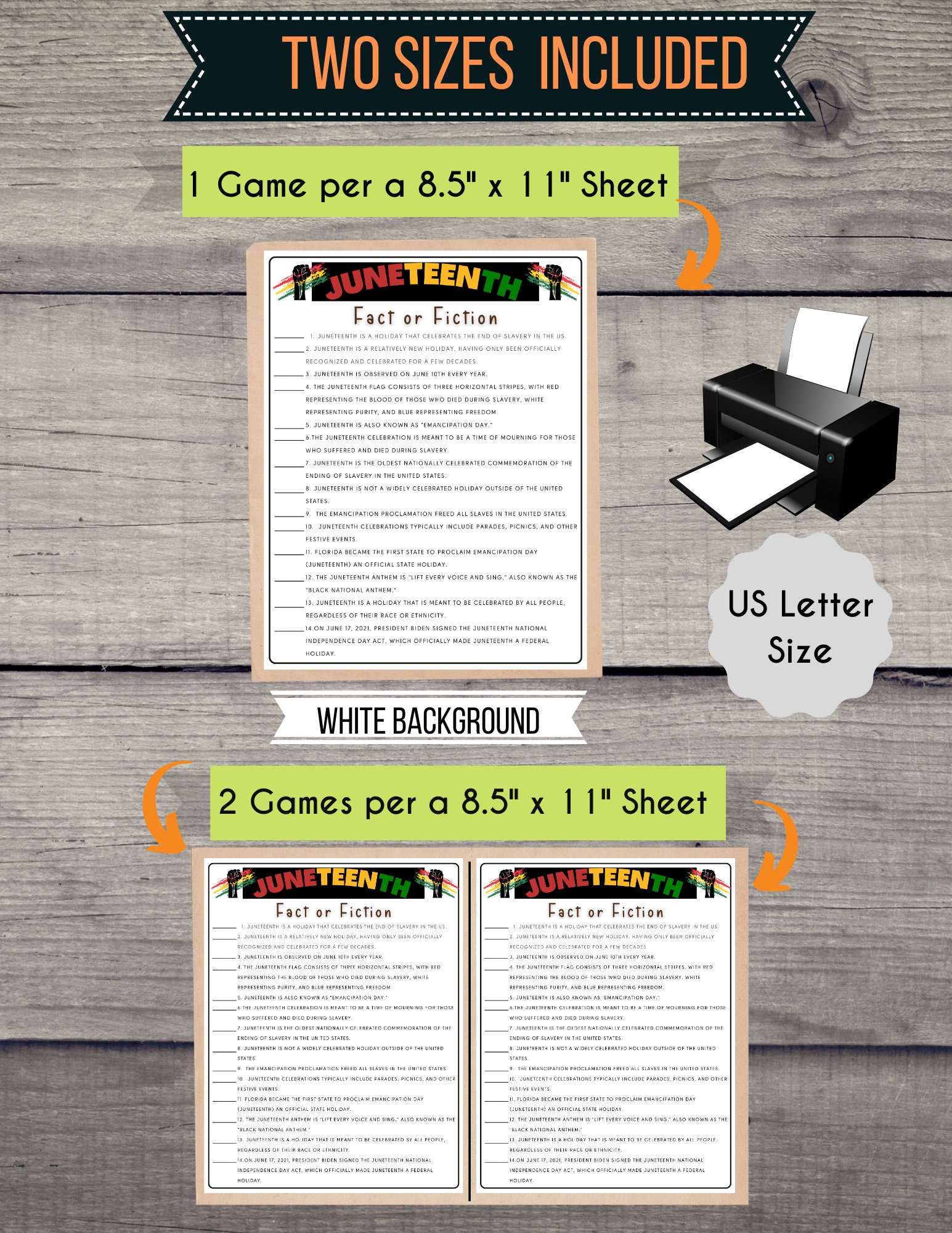 Juneteenth Fact or Fiction Game, Fun Educational Game Kids, Black ...