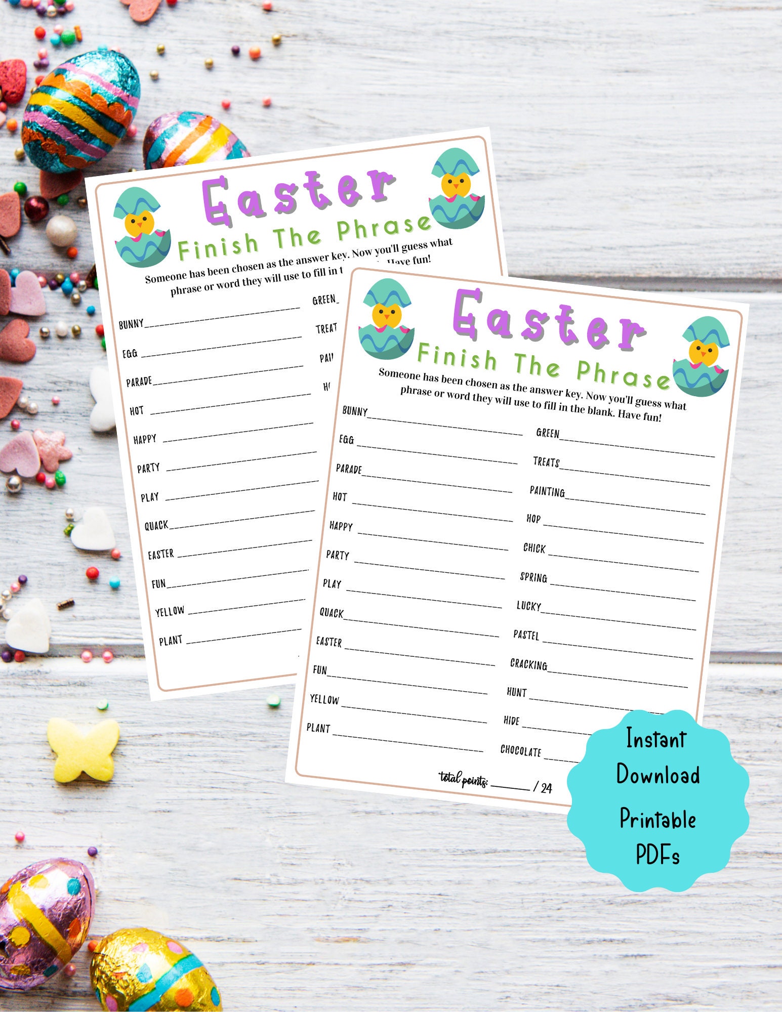 Easter Finish the Phrase Game Easter Game for Kids & Adults Easter Fun ...