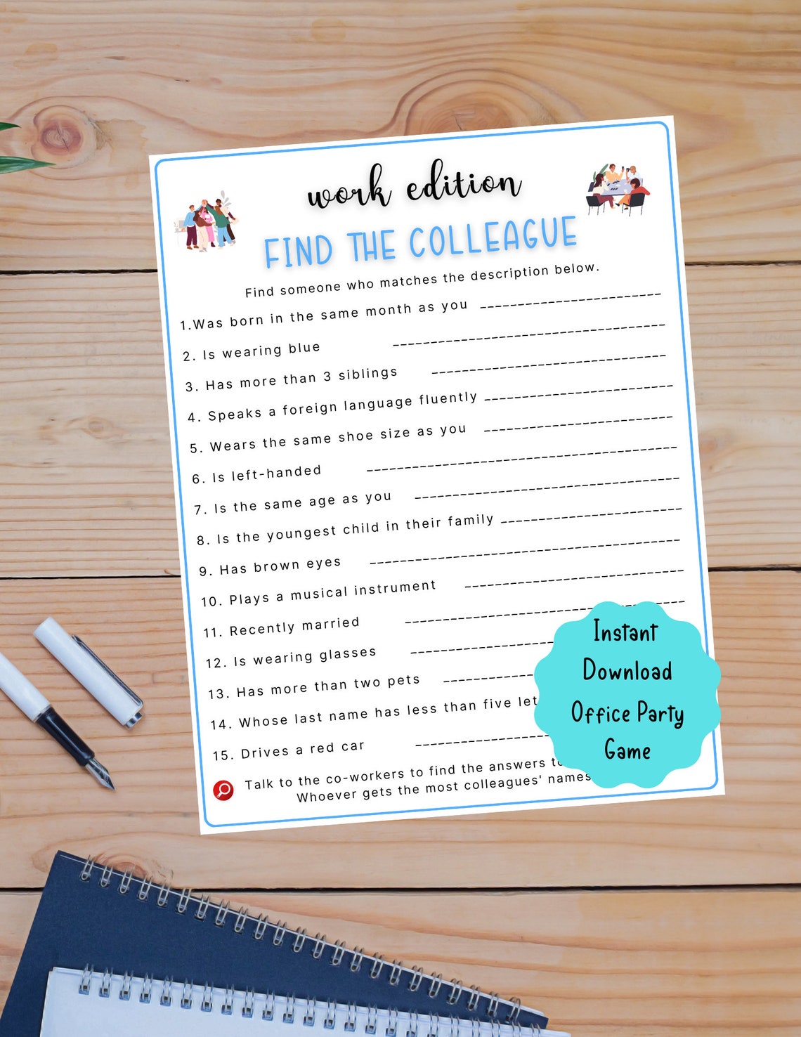 Printable Find the Colleague Office Party Game (PDF Files) - Etsy