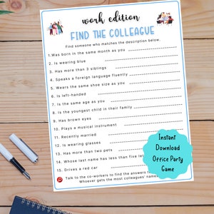 Printable Find the Colleague Office Party Game (PDF Files) - Etsy