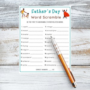 Father's Day Word Scramble Game | Father's Day Game for Kids & Adults ...