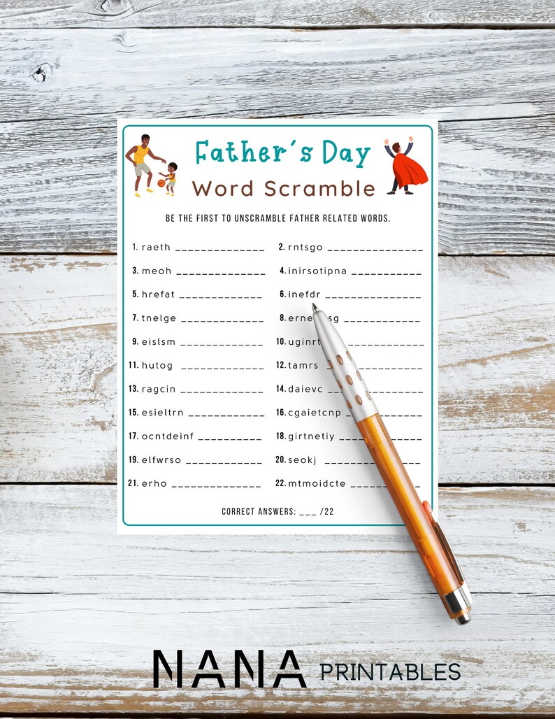 Father's Day Word Scramble Game Father's Day Game for Kids & Adults ...