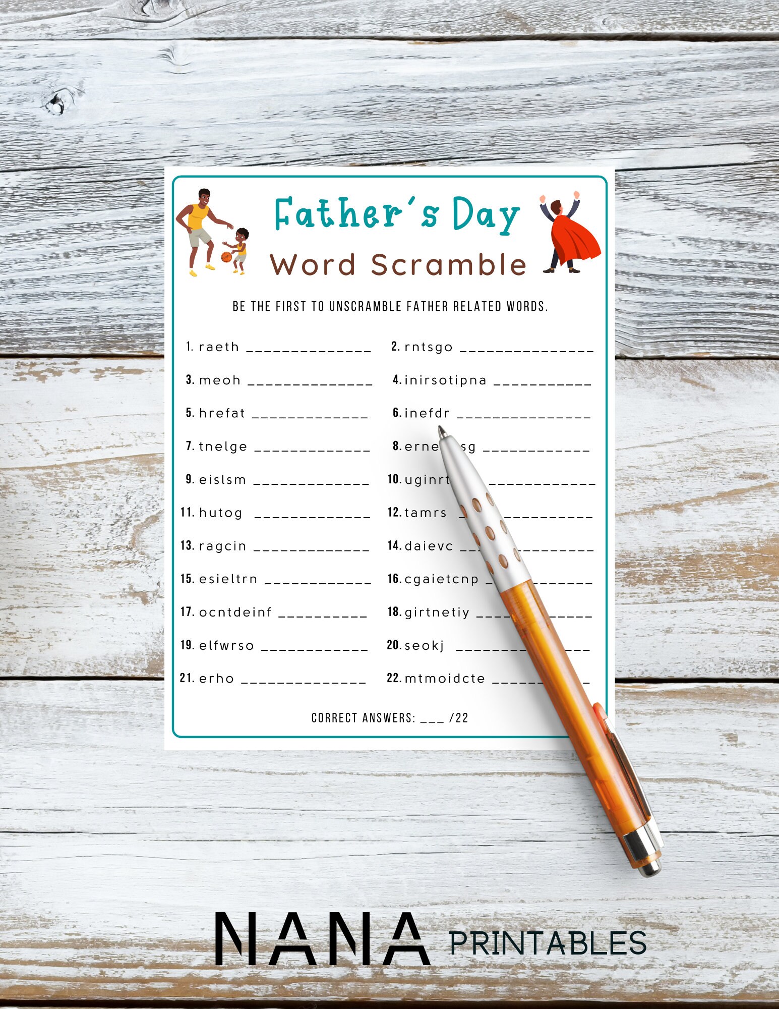 Father's Day Word Scramble Game Father's Day Game for Kids & Adults ...