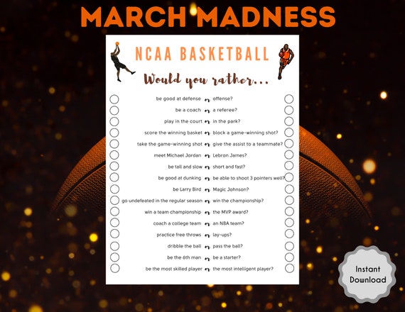March Madness Would You Rather Game Basketball Party Game L - Etsy