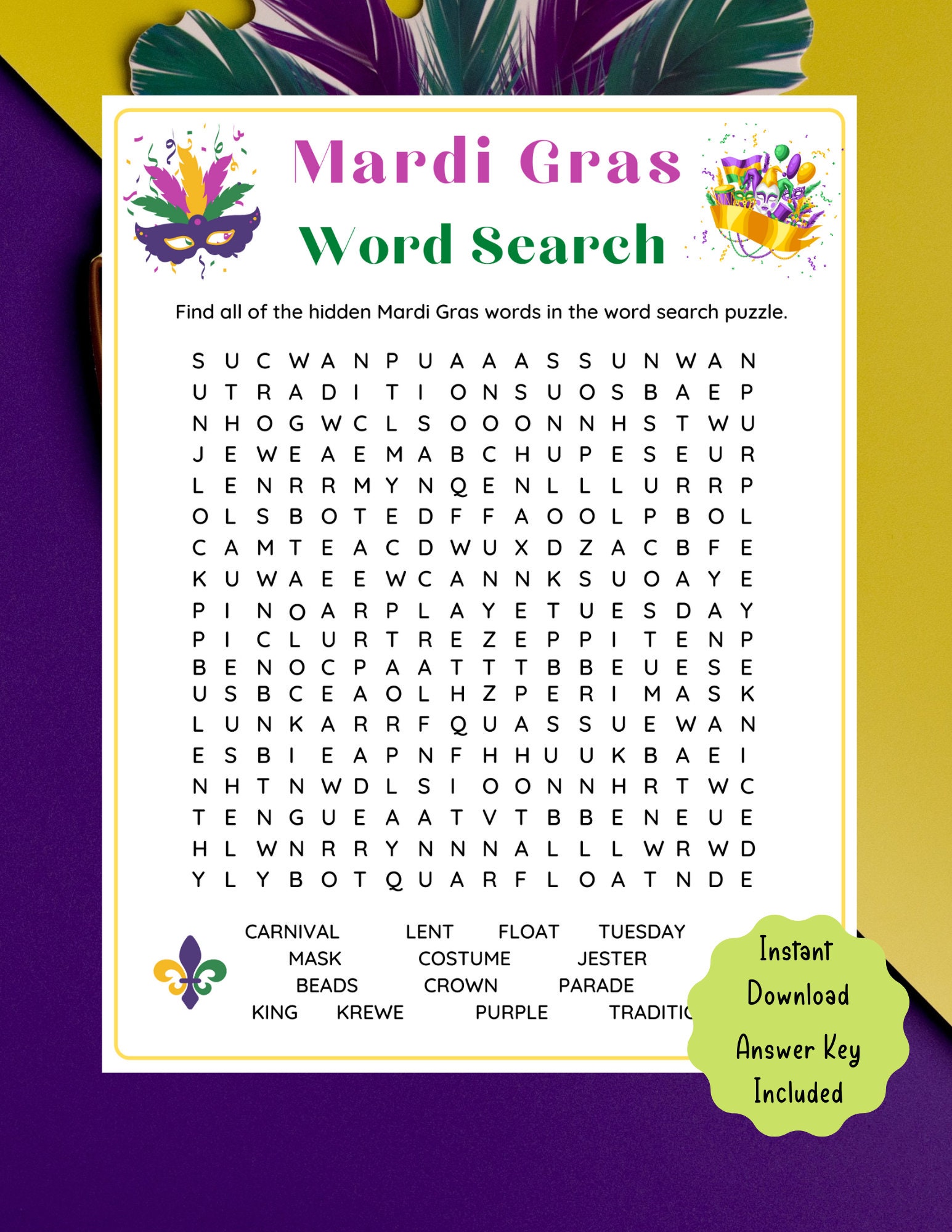 Mardi Gras Games Pack Mardi Gras Printable Game for Kids & Adults Fun ...