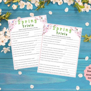 Spring Trivia Printable Game | Fun Spring Fact Trivia Party Game ...