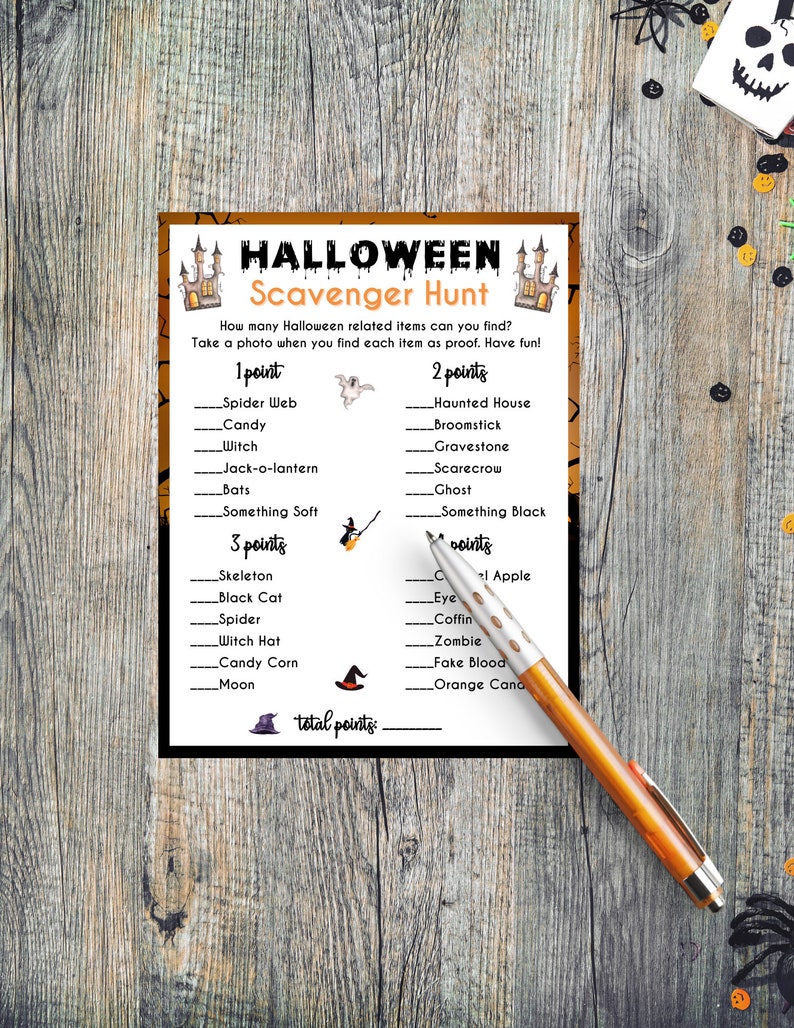 Halloween Scavenger Hunt Printable Game Halloween Activity Spooky ...