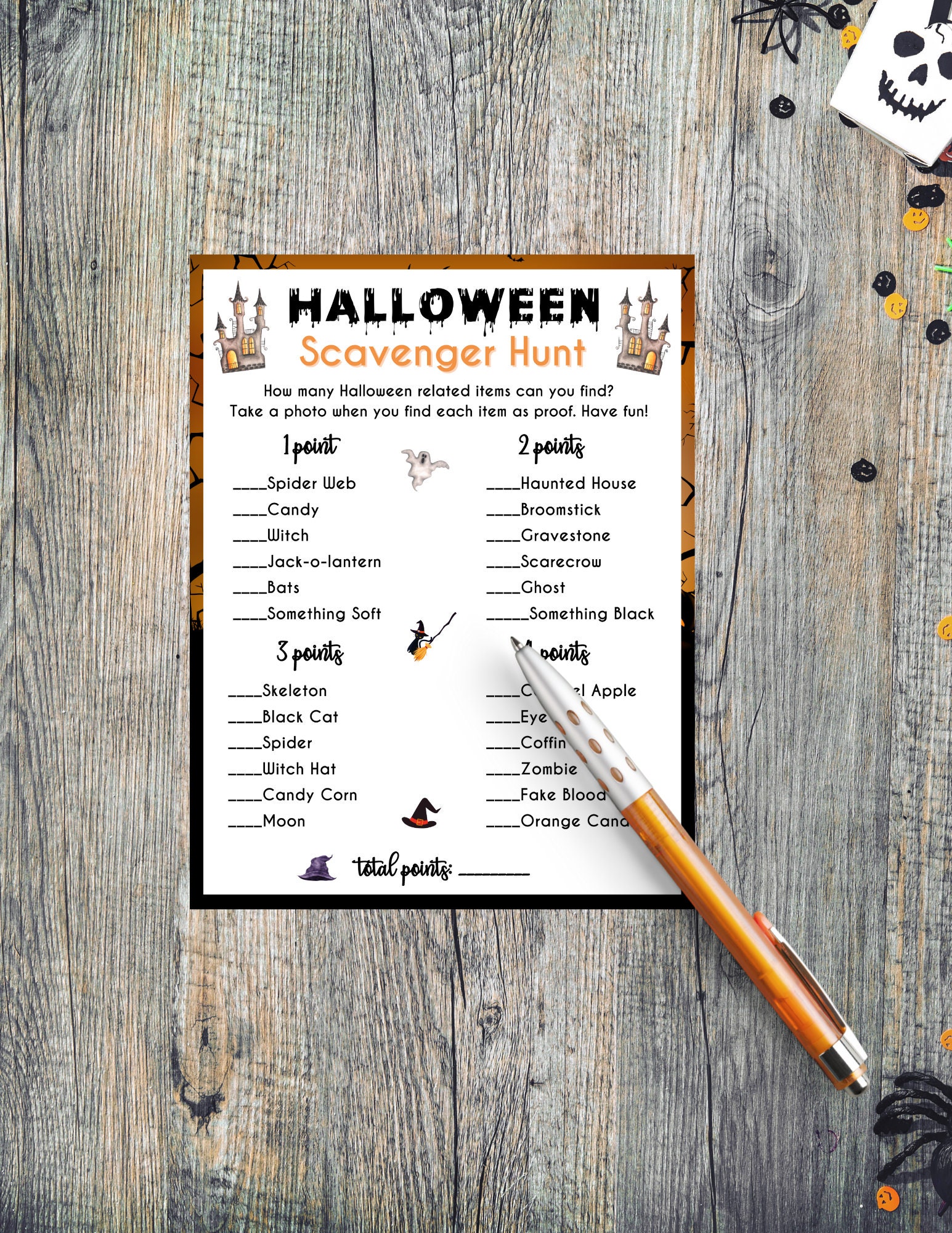 Halloween Scavenger Hunt Printable Game Halloween Activity Spooky ...