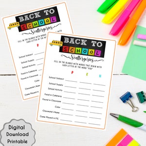 Back to School Classroom Games | Printable Icebreakers & Scattergories ...