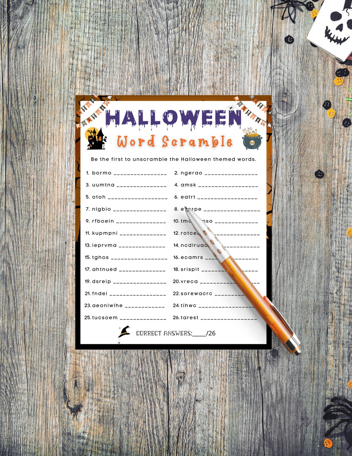 Halloween Word Scramble Game Fun Halloween Printable Games - Etsy