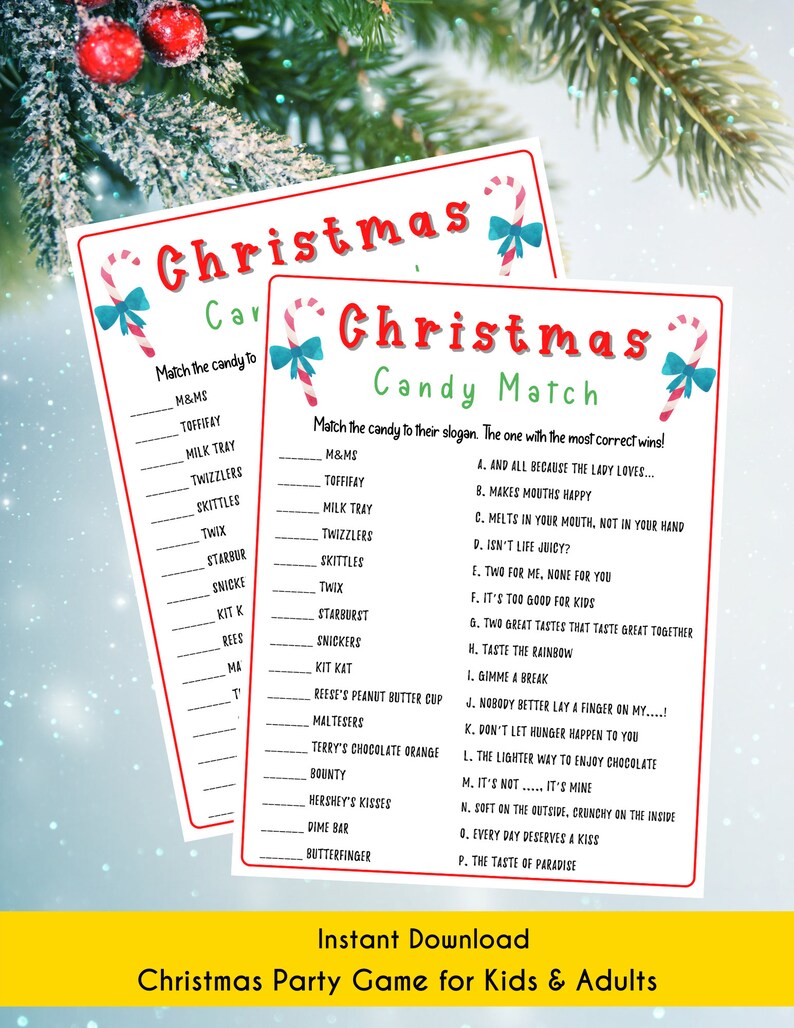 Christmas Candy Match Game: Holiday Printable (PDF) - Etsy