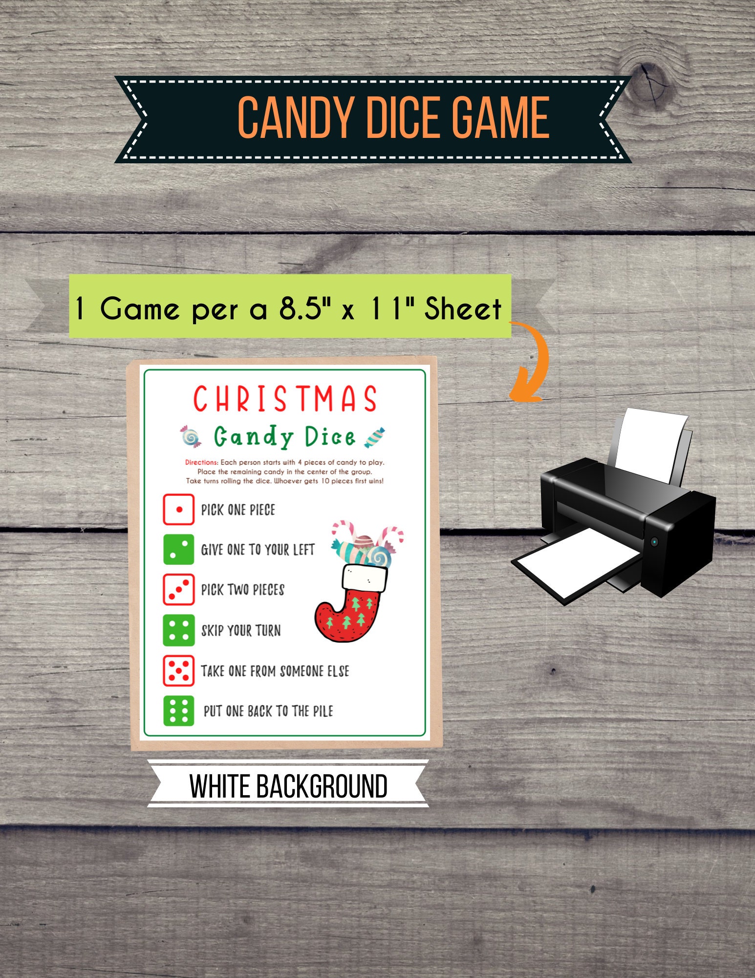 Christmas Candy Dice Game, Holiday Party Game, Christmas Printable Game ...