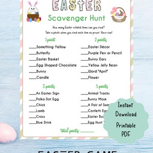 Easter Scavenger Hunt Game Easter Printable Game for Kids, Teens ...