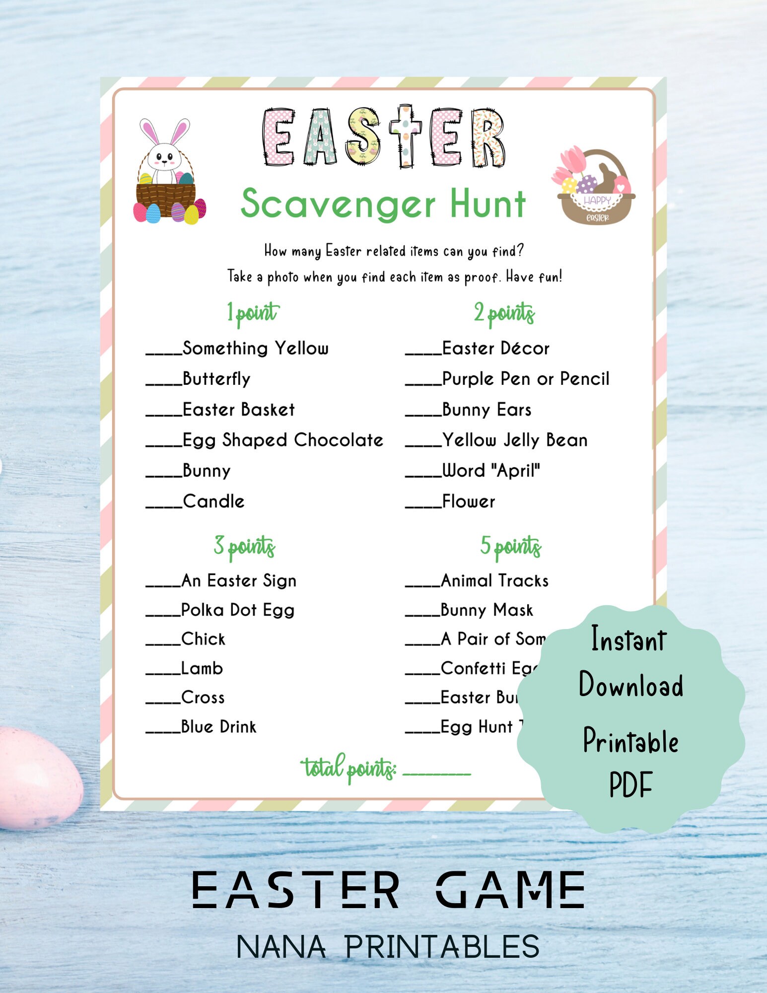 Easter Scavenger Hunt Game Easter Printable Game for Kids - Etsy