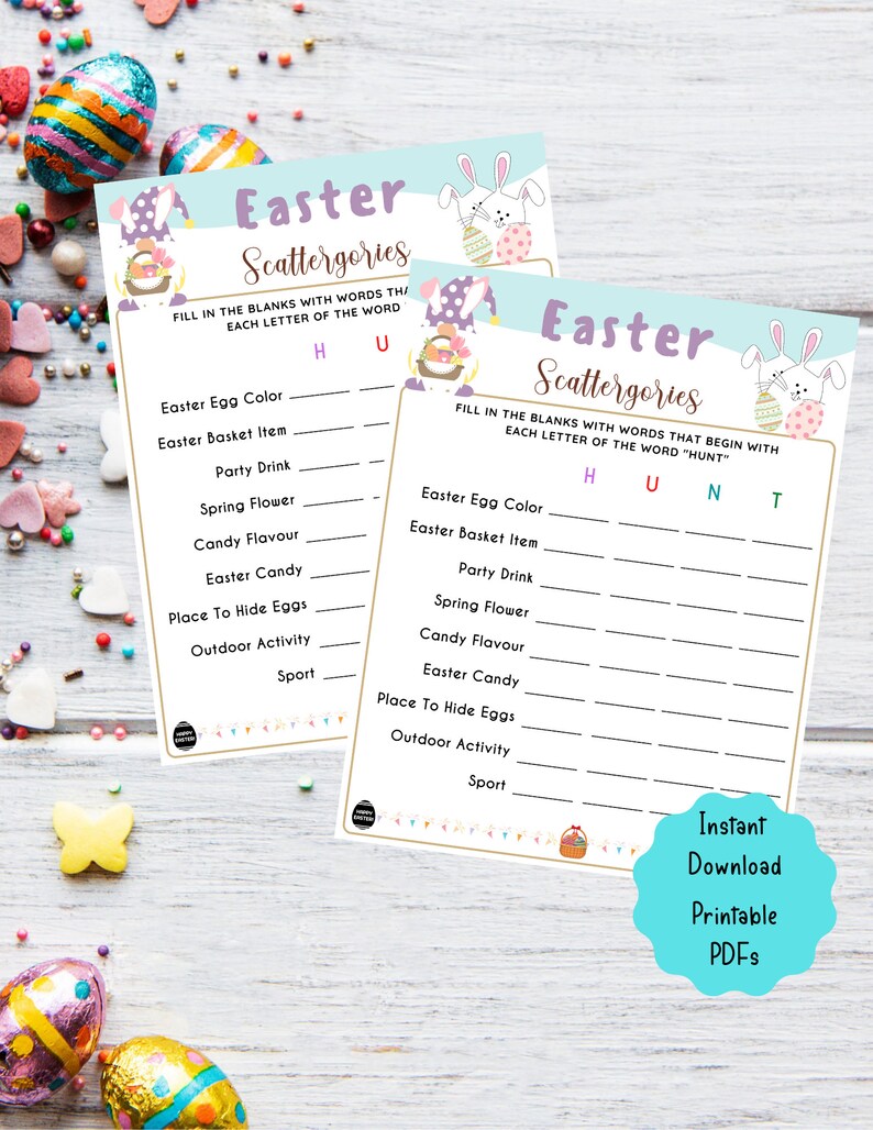 Easter Scattergories Game Easter Printable Game for Kids & Adults ...