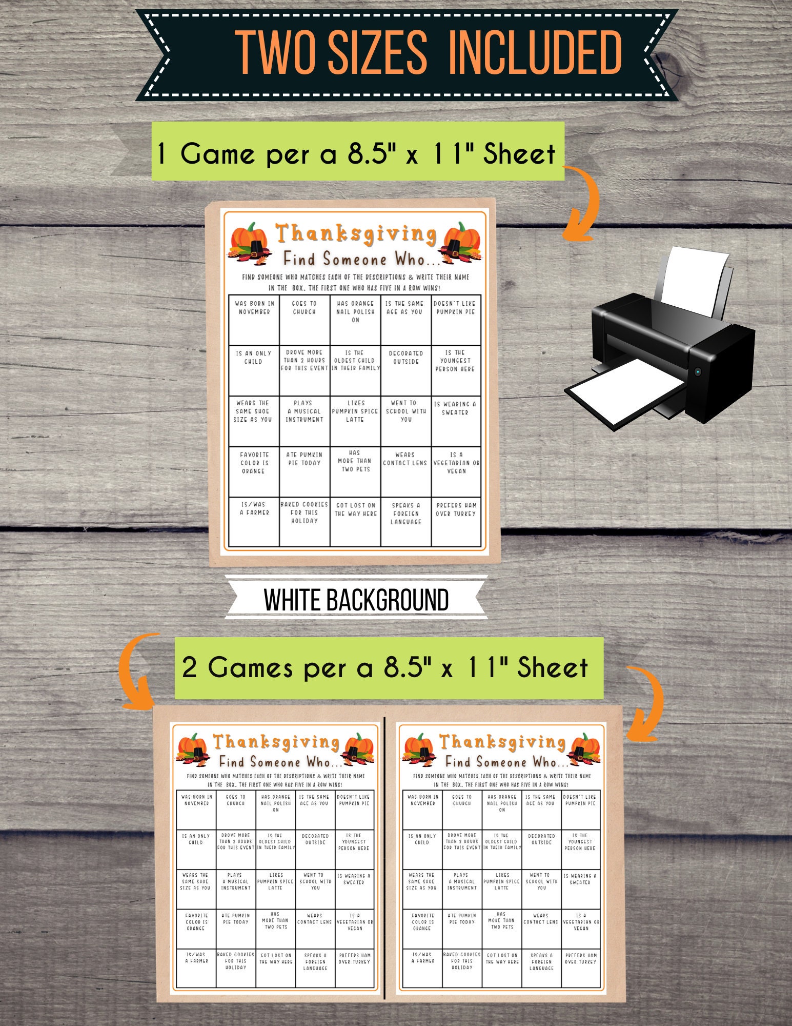 Thanksgiving Find Someone Who Game: Printable Party Activity (PDF ...
