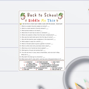 Back to School Riddle Me This Game | Classroom Activity | Popular Game ...