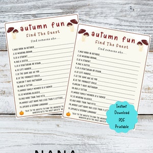 Autumn Fun Find the Guest Game Fall Fun Game Party Games Fall Family ...