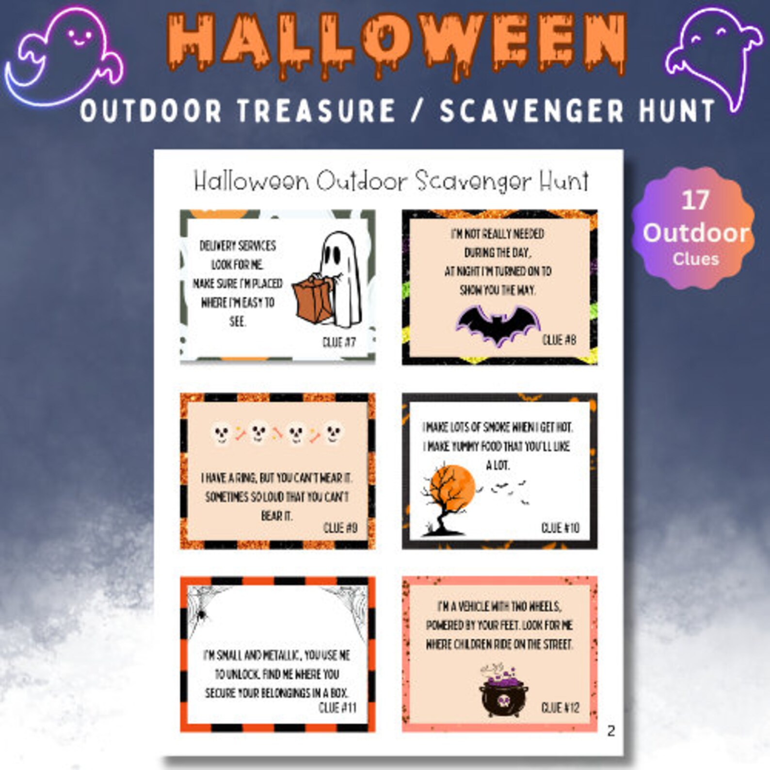 Halloween Outdoor Scavenger Hunt Printable Halloween Game Outdoor ...