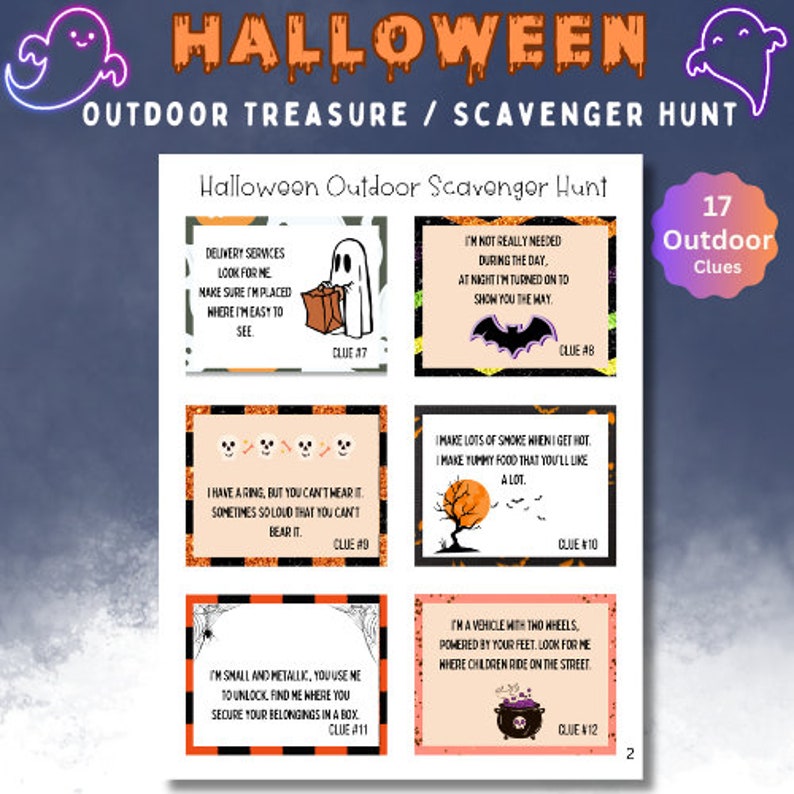 Halloween Outdoor Scavenger Hunt Printable Halloween Game Outdoor ...